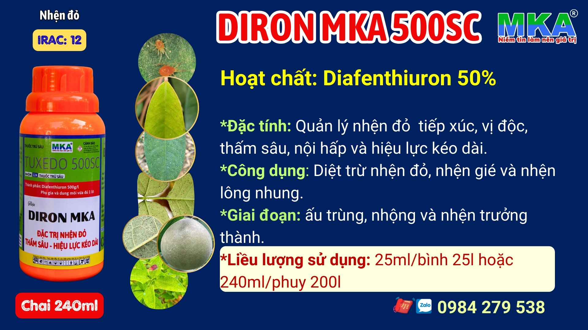 Thuốc diệt nhện Diron MKA 500SC đặc trị nhện đỏ