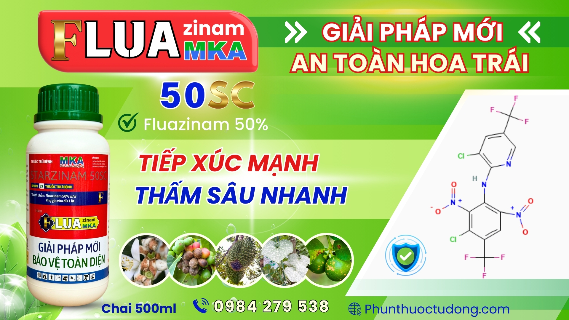 Fluazinam 50% thuốc diệt nấm phổ rộng phytophthora